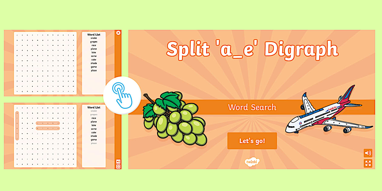 Split 'a-e' Digraph Interactive Word Search (teacher made)