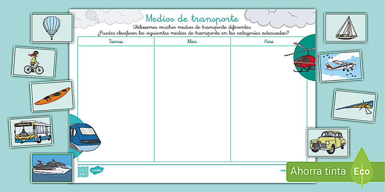 Ficha de actividad: Clasificación de medios de transporte
