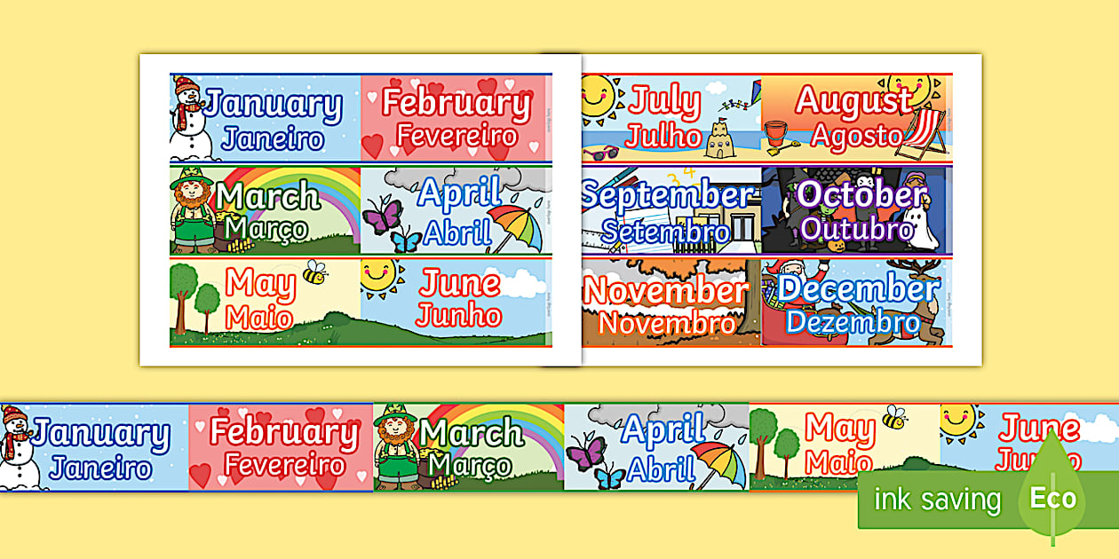 Months of the Year Display Borders English/Portuguese - Months of the Year