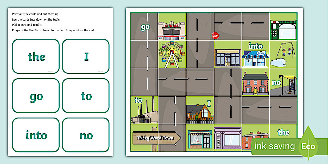 Phase 2 Tricky Word Mat (Compatible with Bee-Bot) - Twinkl