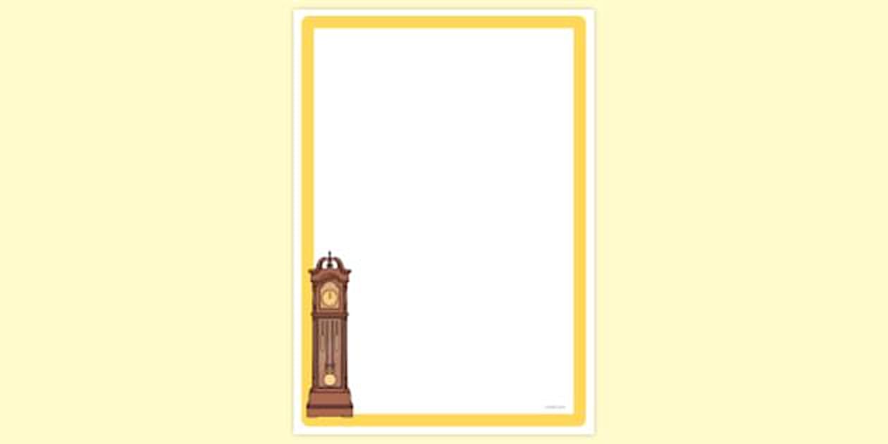 Simple Blank Grandfather Clock Page Border | Twinkl - Twinkl