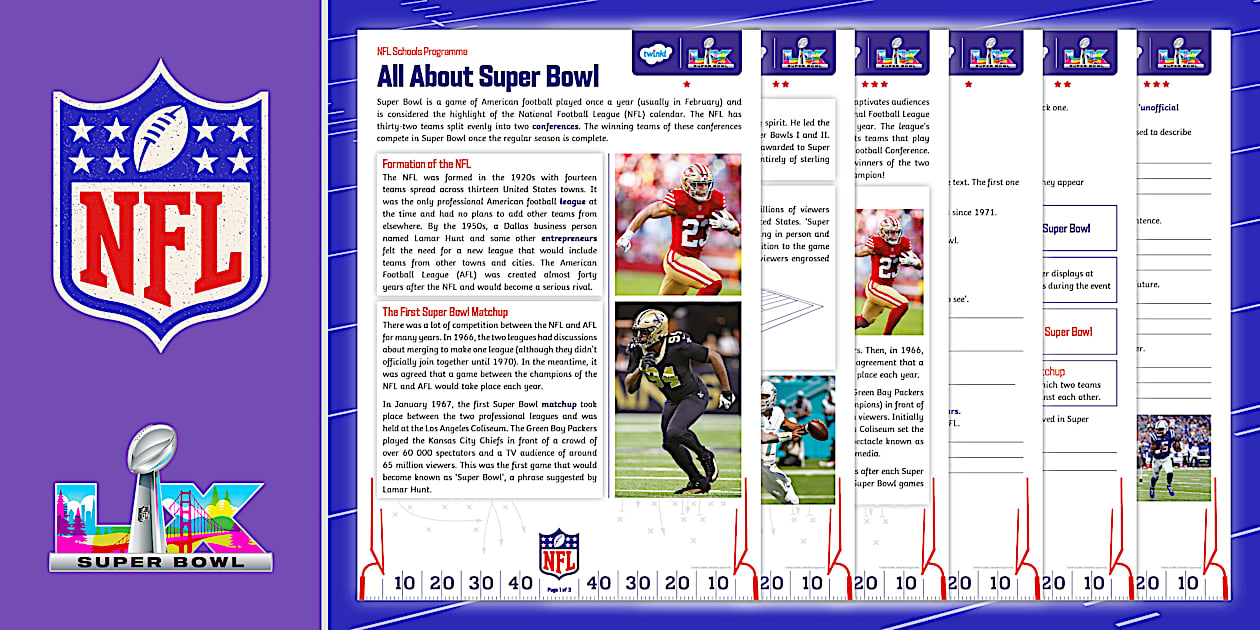NFL: All About Super Bowl Reading Comprehension [Ages 9-11]