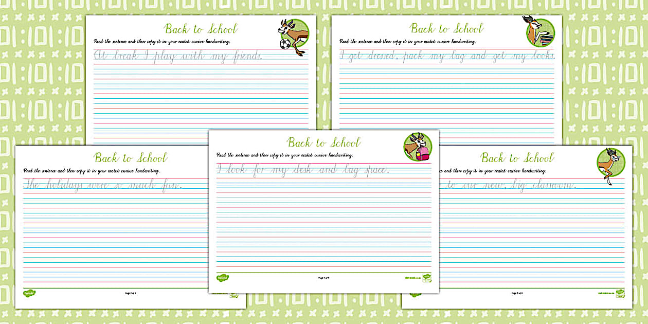Grade 3: Back to School Cursive Handwriting Practice