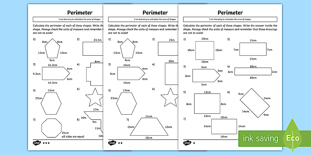 Editable Differentiated Perimeter Worksheets (teacher made)