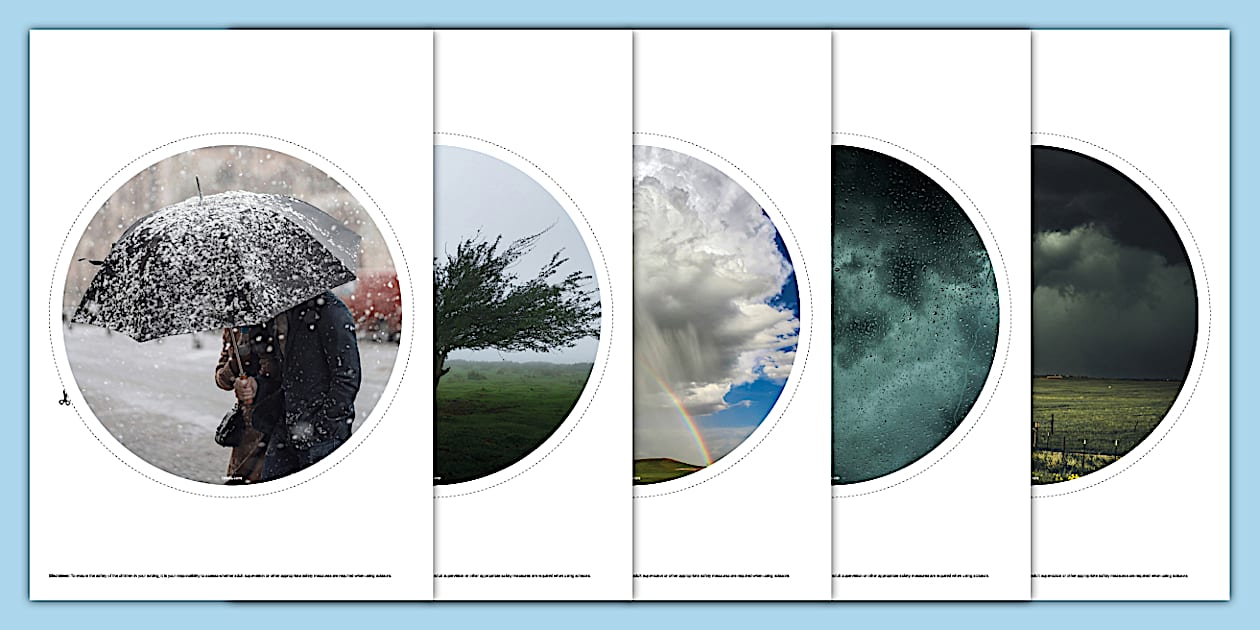 Types of Weather Photo Circle Cut Outs (Teacher-Made)