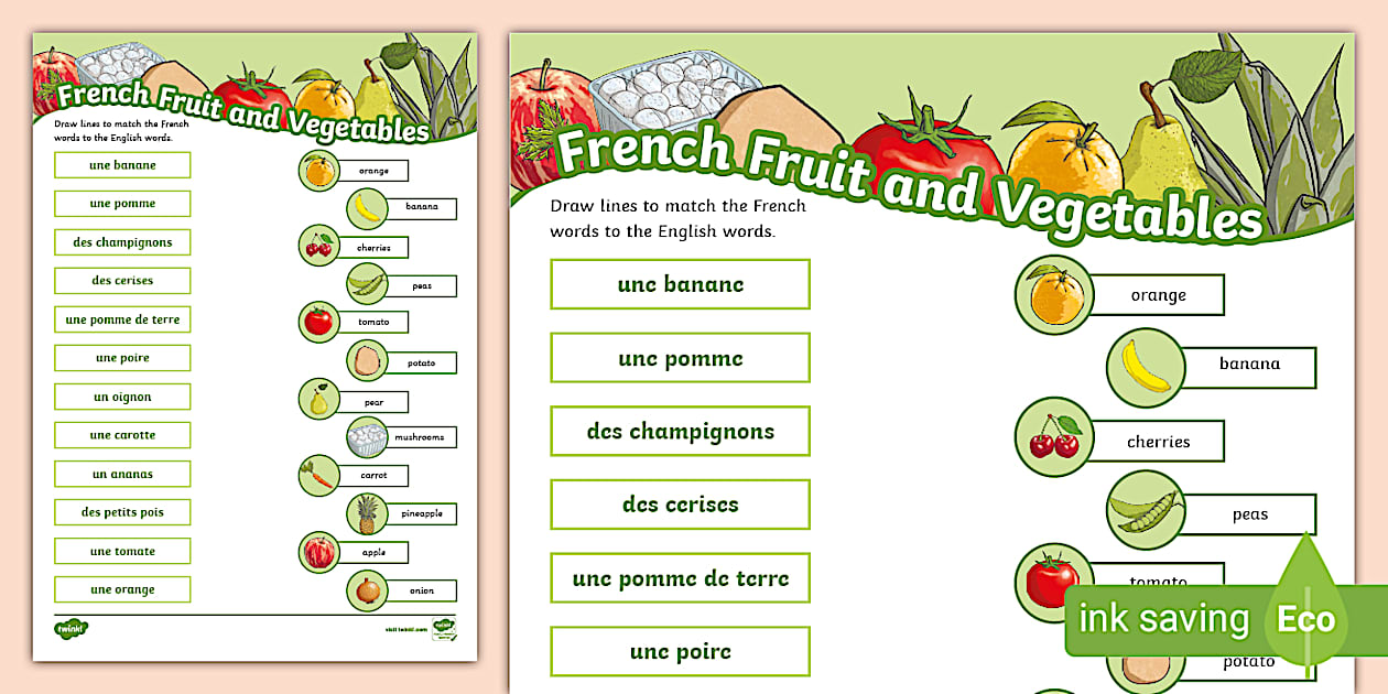 👉 French Fruit and Vegetables Matching Activity - Twinkl