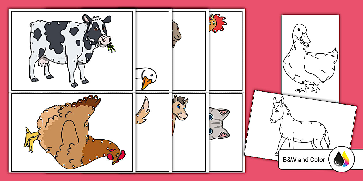 Early Childhood Farm Animals Busy Bag Lacing Cards - Twinkl