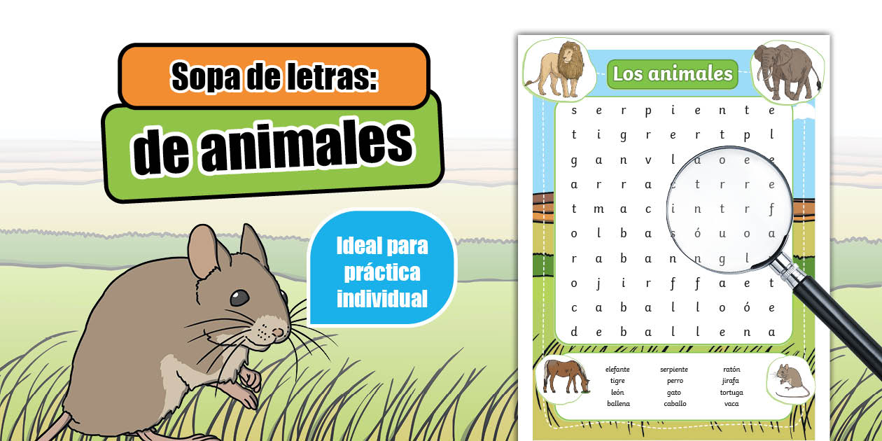 Sopa de letras de animales