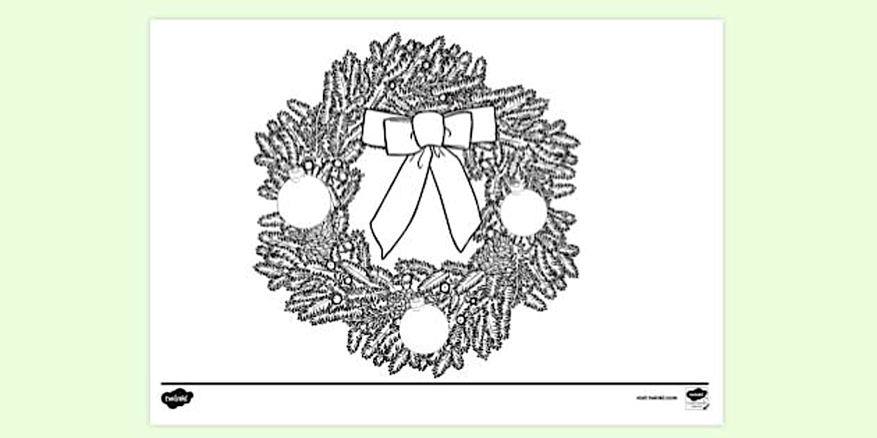 Colouring Page Christmas Wreath | Colouring Sheet - Twinkl