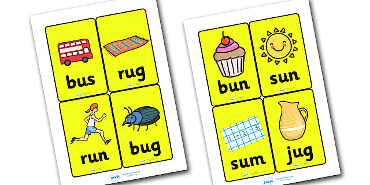 CVC Word Cards U for Visually Impaired (teacher made)