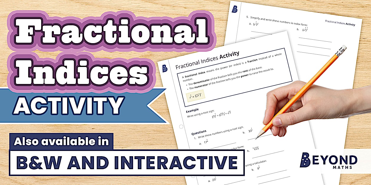 Fractional Indices Worksheet Activity