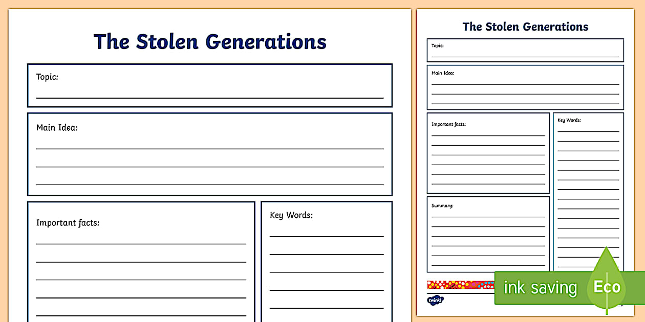 Stolen Generations Note-Taking Activity - Twinkl