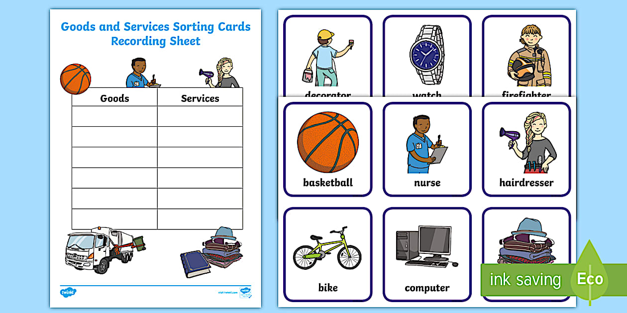 Goods and Services Sorting Cards (teacher made) - Twinkl