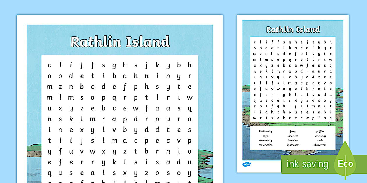 Rathlin Island Word Search (teacher made) - Twinkl