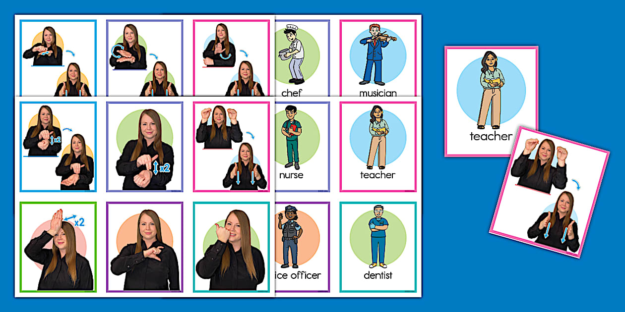ASL Jobs Matching Cards (teacher made) - Twinkl
