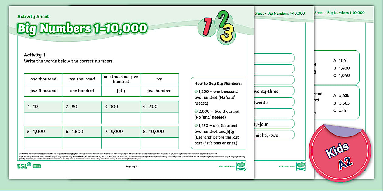 ESL Big Numbers 1 (teacher made) - Twinkl