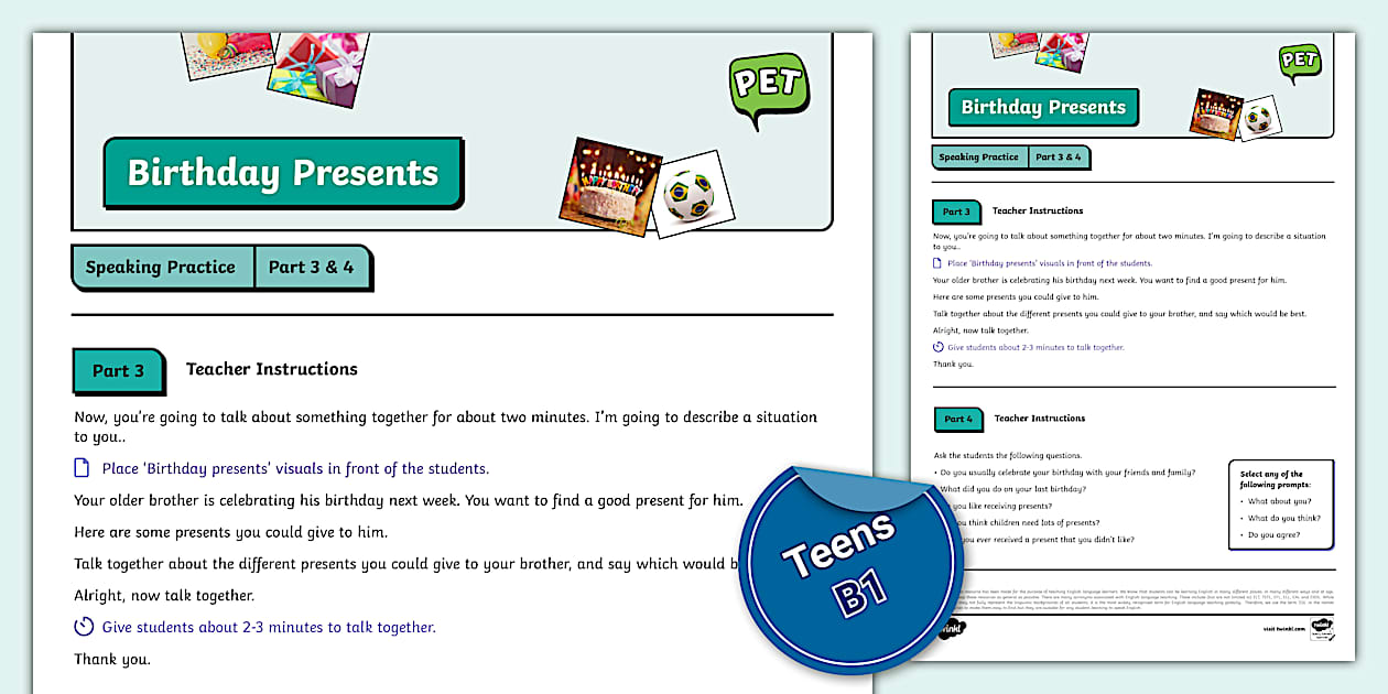 B1 Speaking Practice with Twinkl (Teacher-Made) - Twinkl