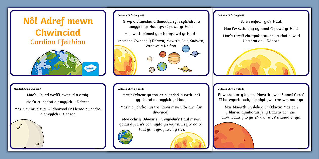 Nôl Adref mewn Chwinciad: Cardiau Ffeithiau (teacher made)