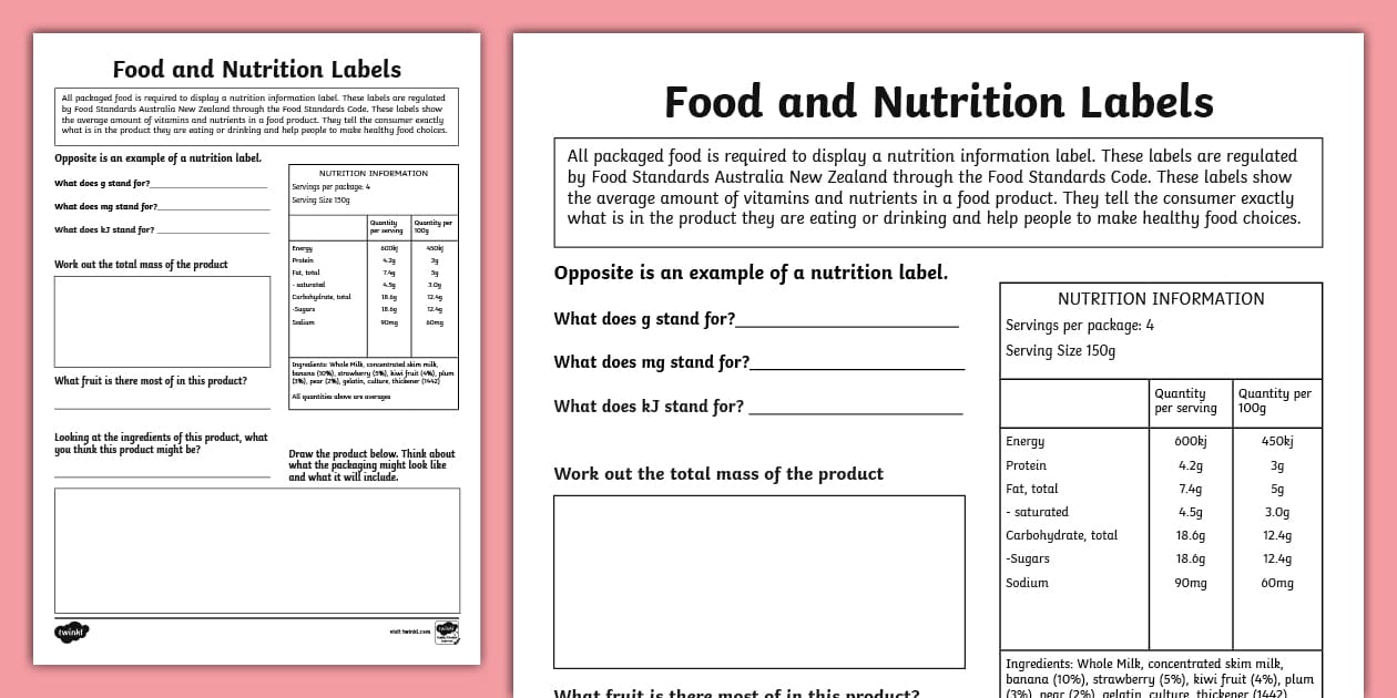 Food and Nutrition Worksheet | Teaching Resources - Twinkl