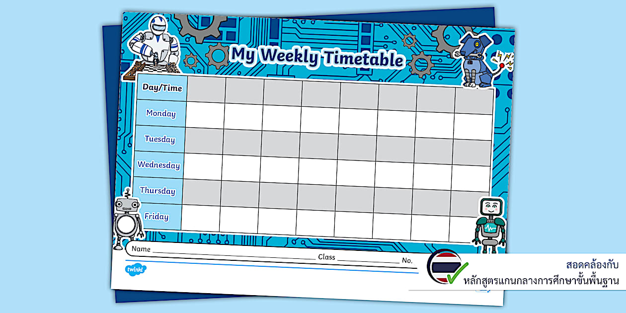 Robot-Themed Class Timetable