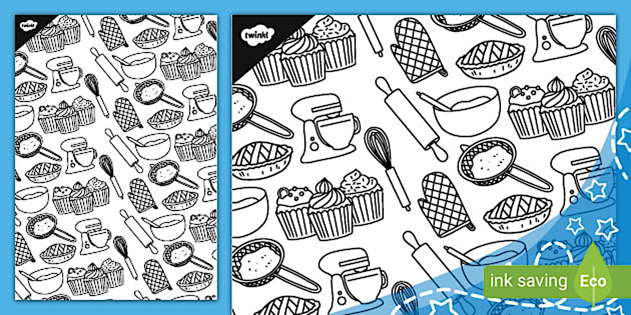 Baking Pattern Doodle Colouring Sheet (teacher made)