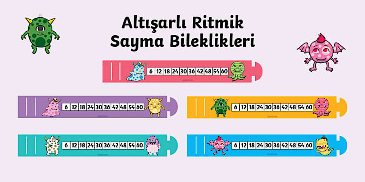 Altışarlı Ritmik Sayma Bileklikleri-Twinkl