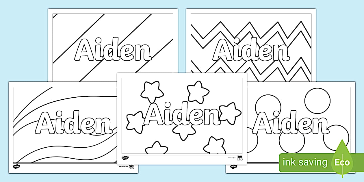 Aiden Name Simple Colouring Activity Sheets (teacher made)
