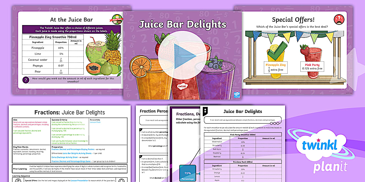 PlanIt Maths Y6 Fractions: Percentage Equivalents Lesson Pack 33