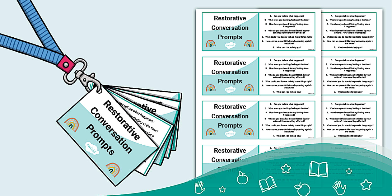 Editable Lanyard-Sized Restorative Conversation Prompts