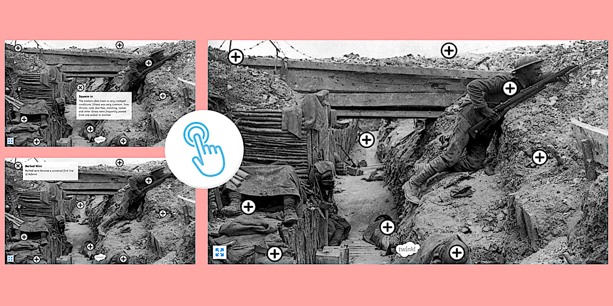Life in the Trenches KS1 - WW1 Hotspots - Twinkl Go!