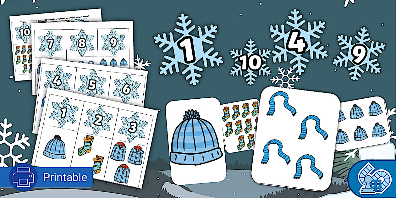 Winter Number Matching Game (teacher made) - Twinkl