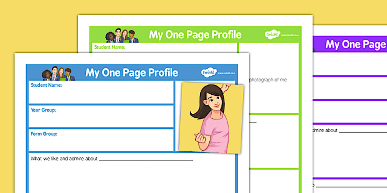 Editable My One Page Profile Parents Secondary - Twinkl