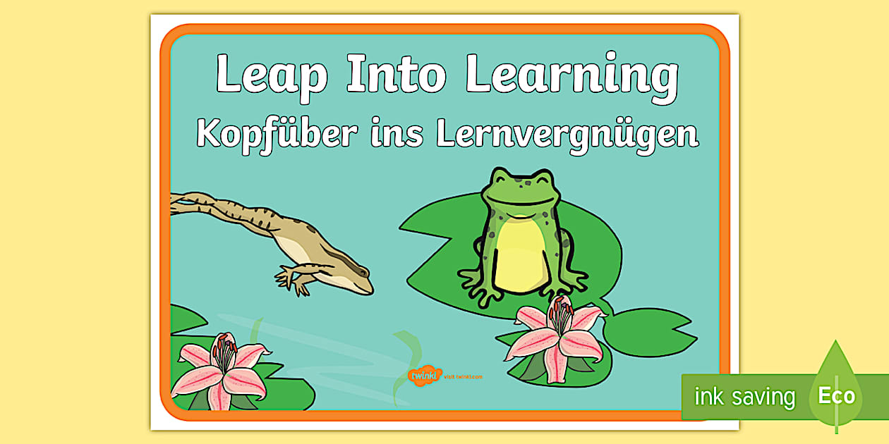 Leap Into Learning Motivational Poster English/German