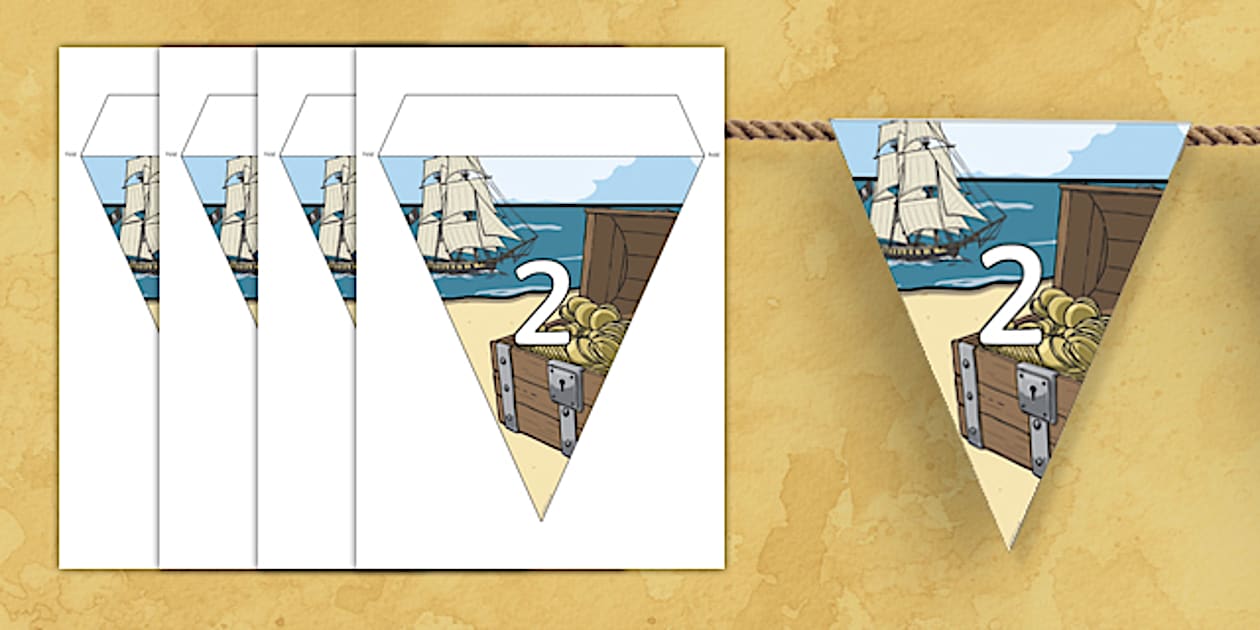 Cursive Counting in 2s to 50 Pirate Bunting (teacher made)