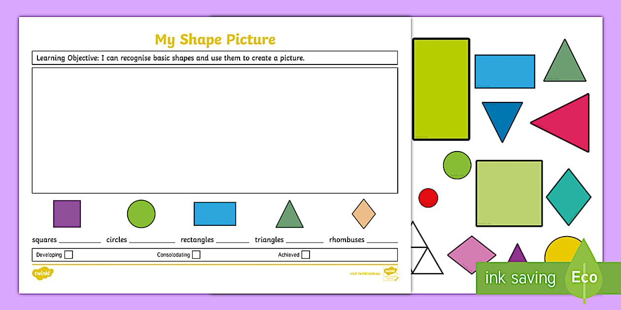 QLD My Shape Picture Worksheet (Hecho por educadores)