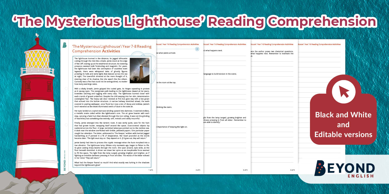 'The Mysterious Lighthouse' Mystery Reading Comprehension