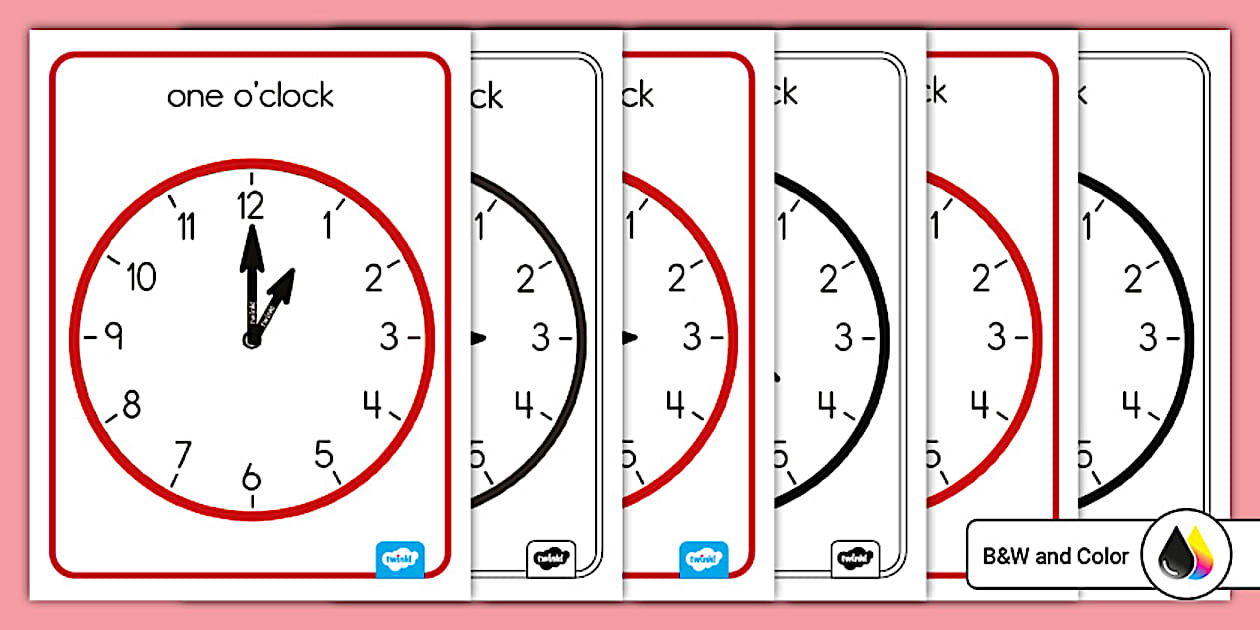 Counting Time in Hours: Hourly Analog Clock Posters - Twinkl