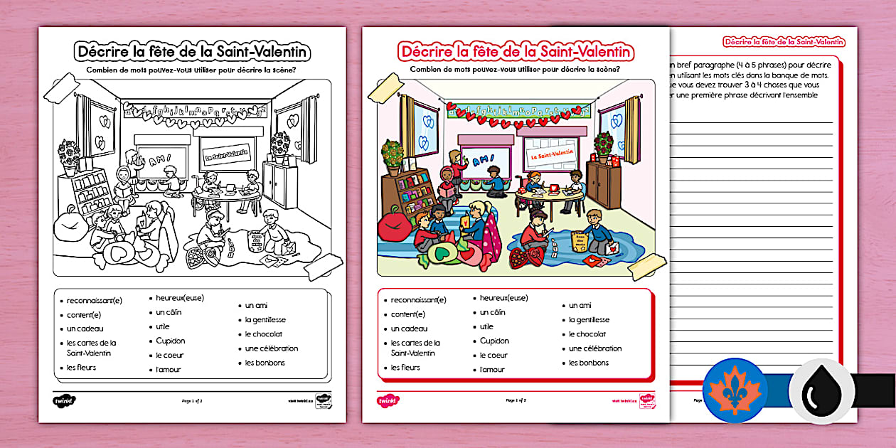 Valentine's Day Descriptive Activity French (teacher made)