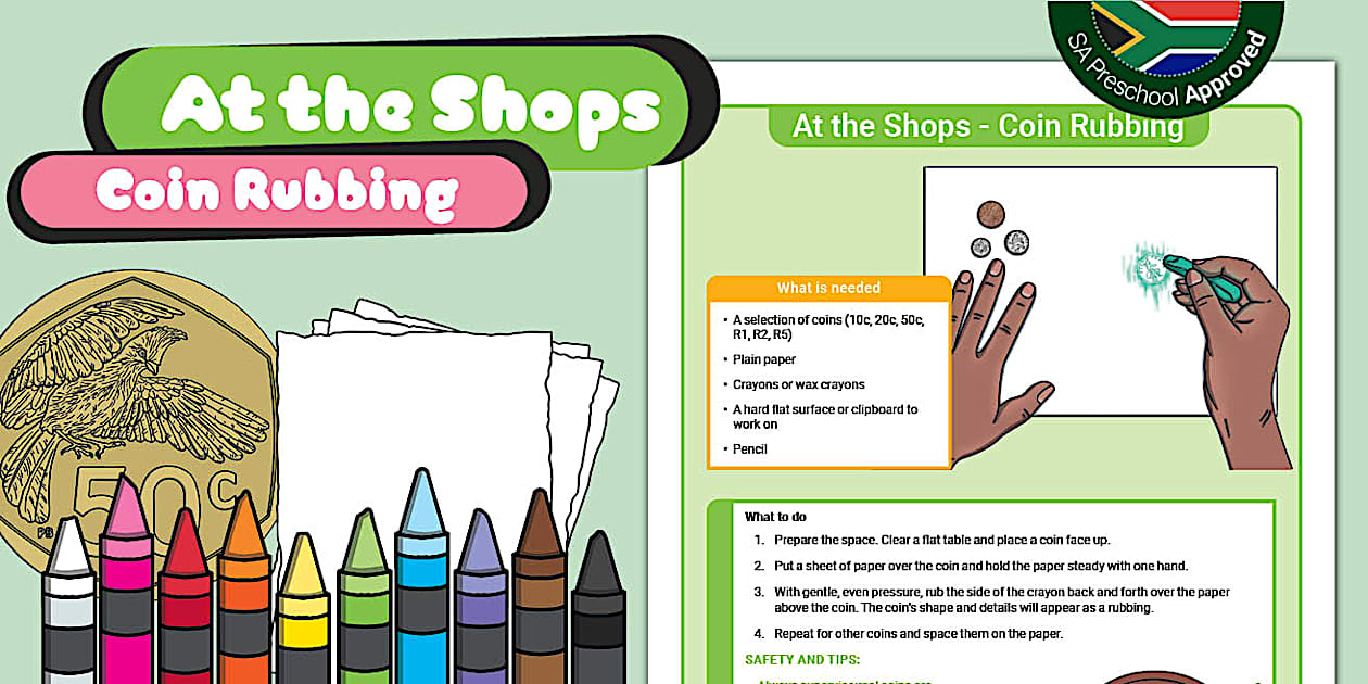 Preschool: At the Shops-Coin Rubbing- Instructions