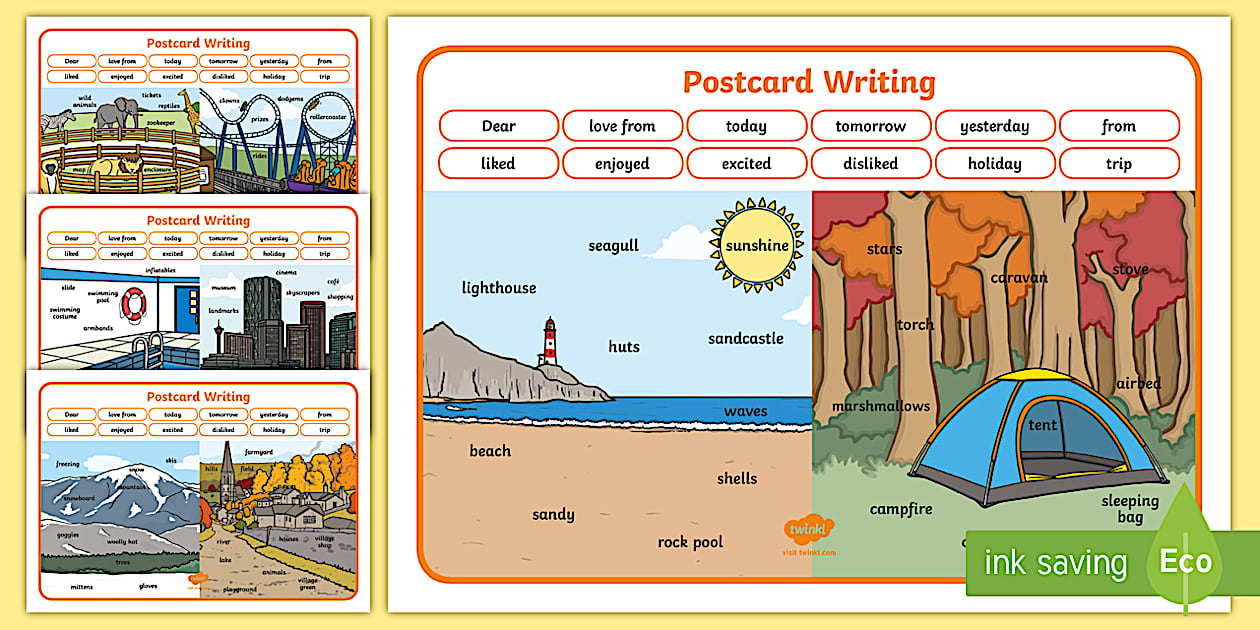 Editable Postcard Writing Word Mat (teacher made) - Twinkl