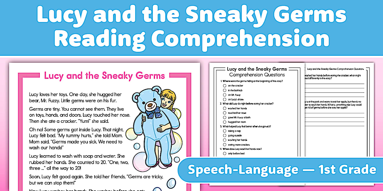 First Grade Lucy and the Sneaky Germs Reading Comprehension Worksheet ...