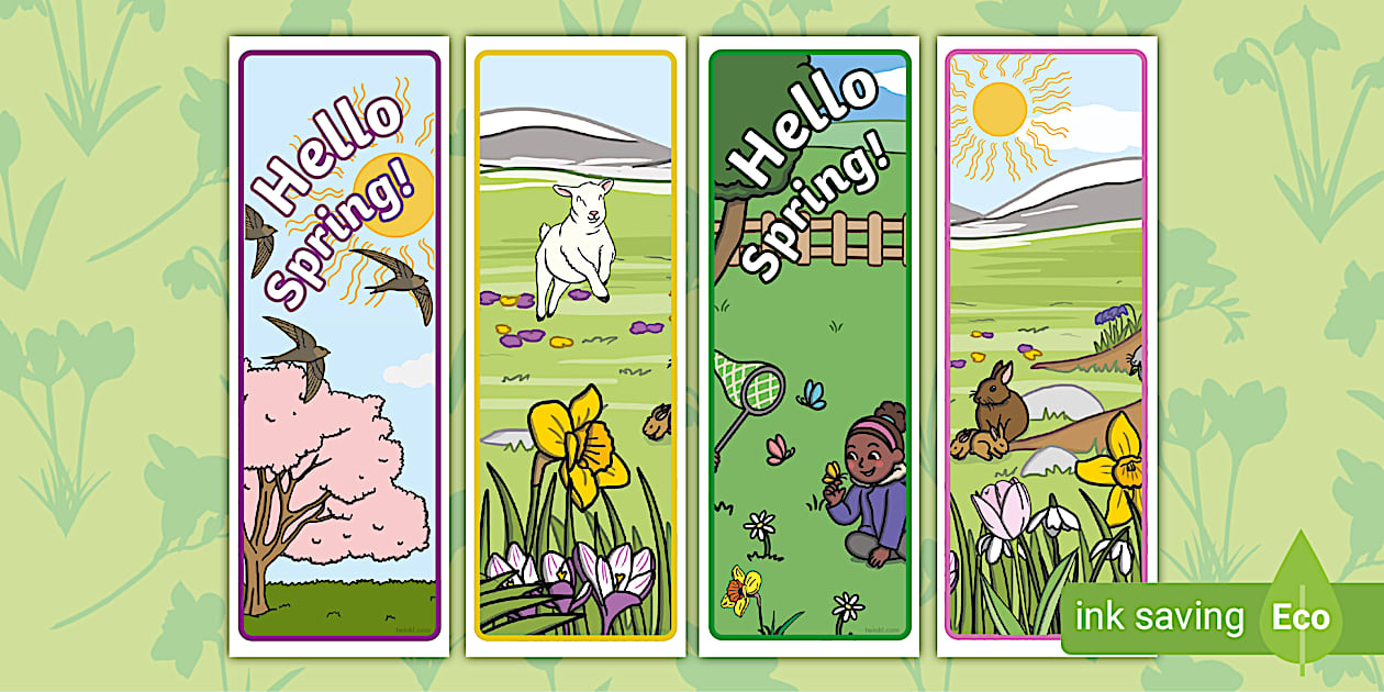 Hello Spring Bookmarks - Celebrate a New Season! - Twinkl