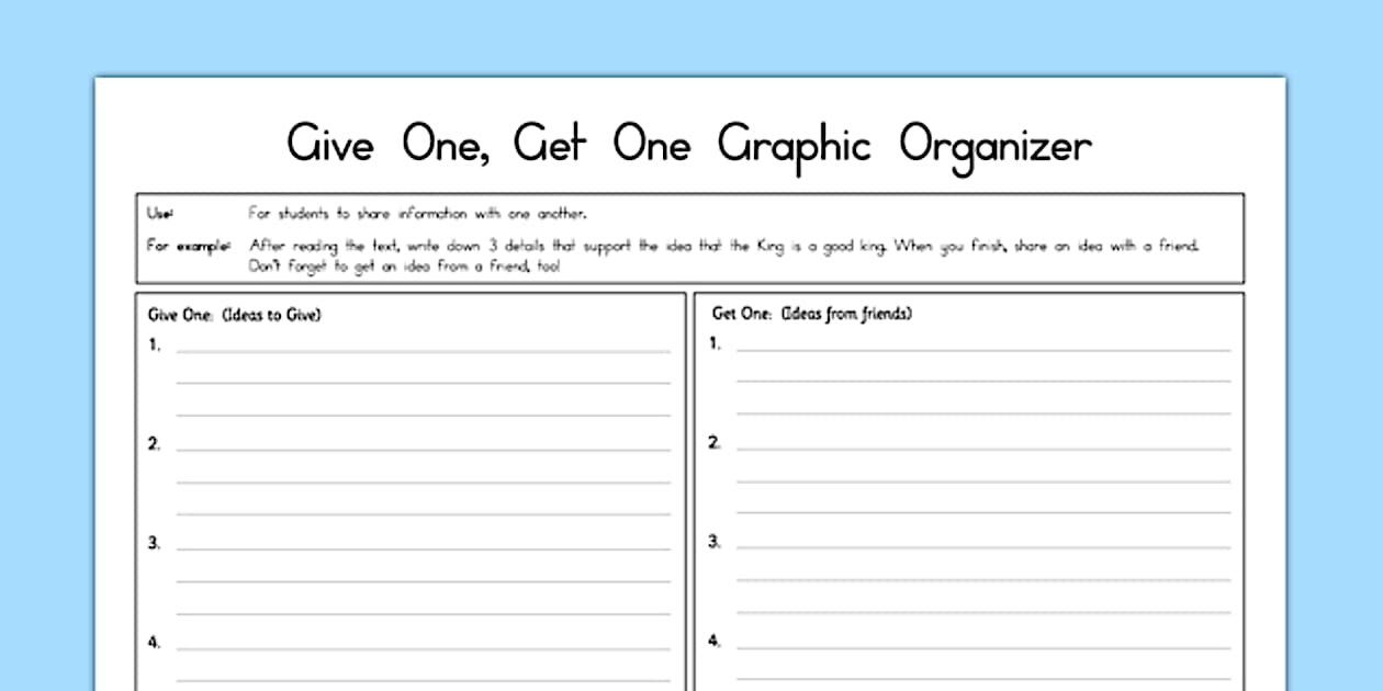 Give One Get One Graphic Organizer - Twinkl