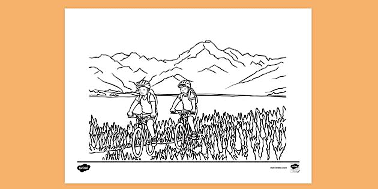 New Zealand November Lake Scene Colouring | Colouring Sheet