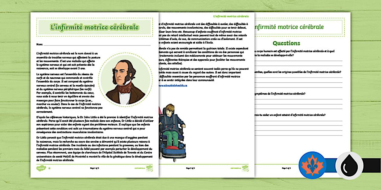 Cerebral Palsy Reading Comprehension (Differentiated) French