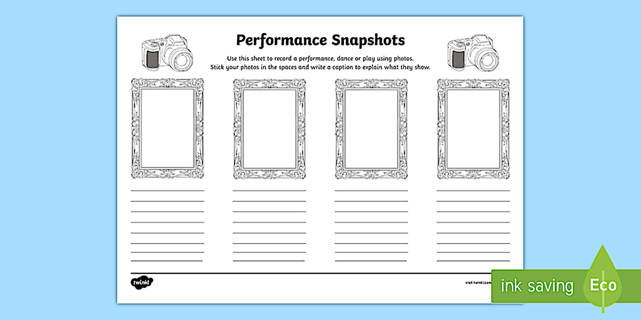 Editable Snapshots of a Performance Worksheet - Twinkl
