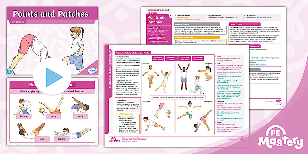 Grade 1 Gymnastics Balance Lesson 4 - Points and Patches
