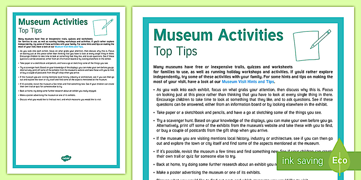 Museum Activities Top Tips | Museum Tips PDF | Twinkl
