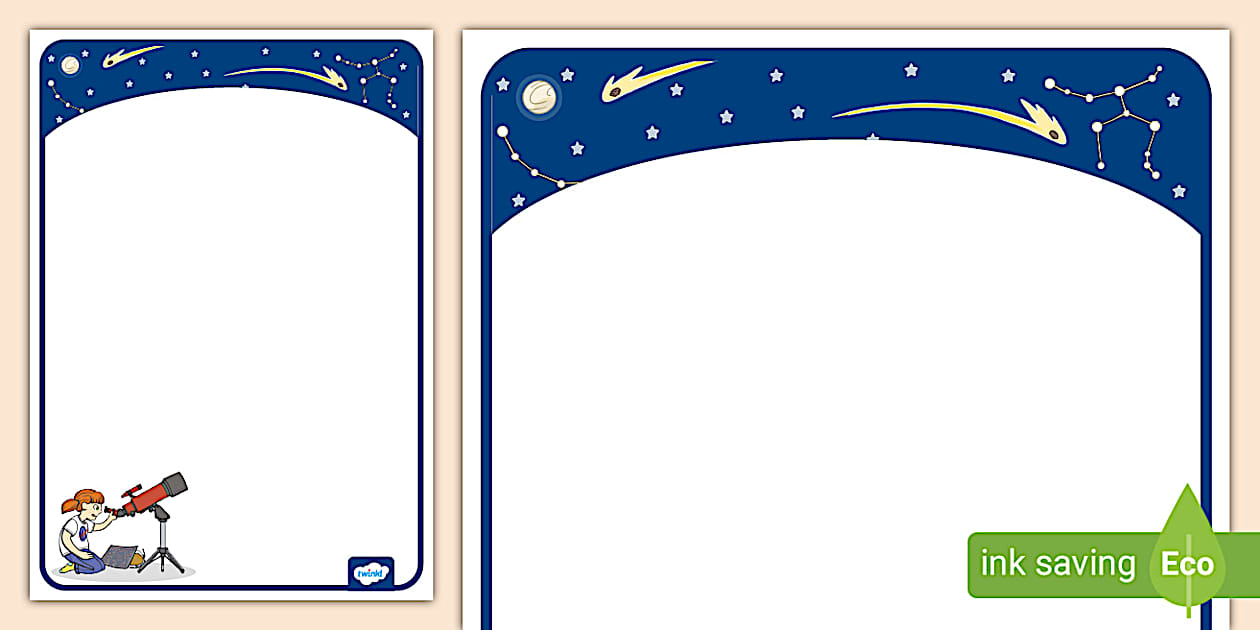 Little Telescope Girl Page Border | Ready-made Resource
