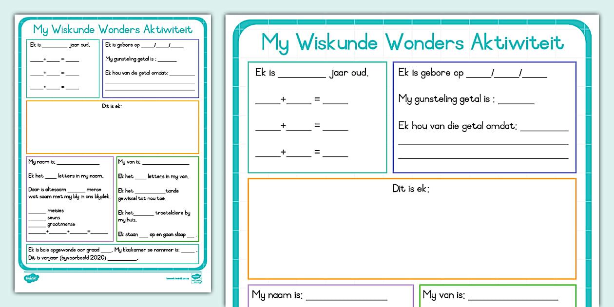 My Wiskunde Wonders Aktiwiteit (teacher made) - Twinkl